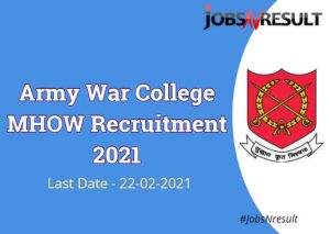 Army War College MHOW Recruitment 2021 | MHOW HQ Army War College Vacancy